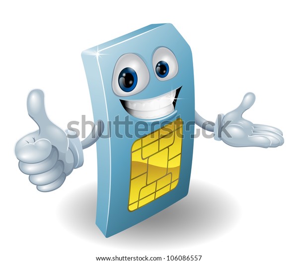 Cartoon Mobile Phone Sim Card Man Stock Vector (Royalty Free) 106086557