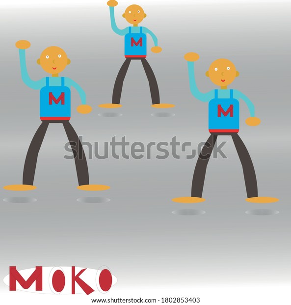 Cartoon Moko Characters Various Activitieshappy Characters Stock Vector ...