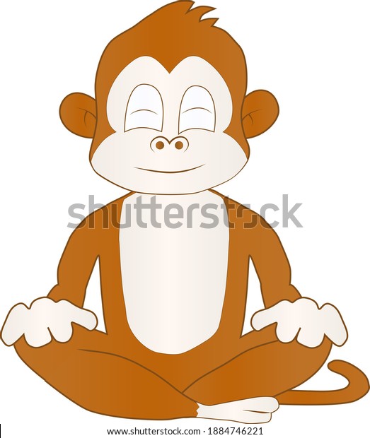 Cartoon Monkey Meditating Enlightenment Finds Peace Stock Vector ...