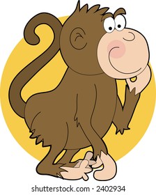 Cartoon Monkey Scratching His Chin On Stock Vector (Royalty Free) 2402934