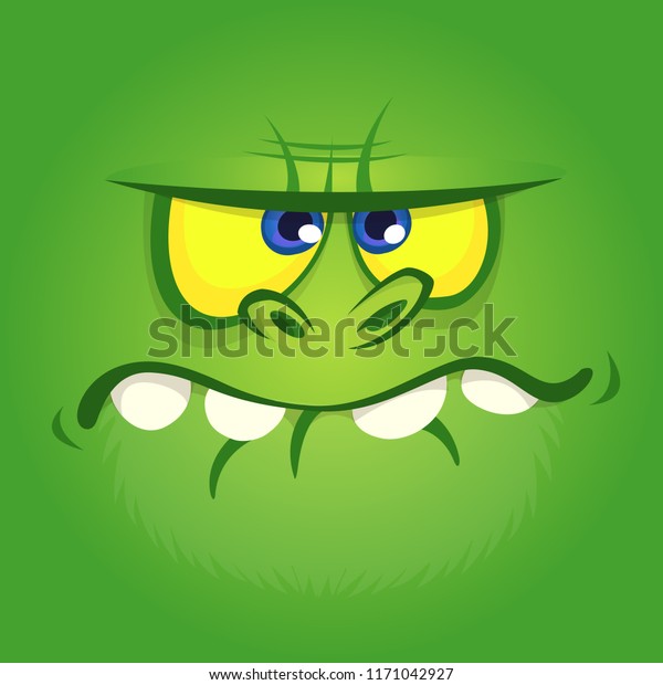 Cartoon Monster Face Vector Halloween Green Stock Vector (Royalty Free ...
