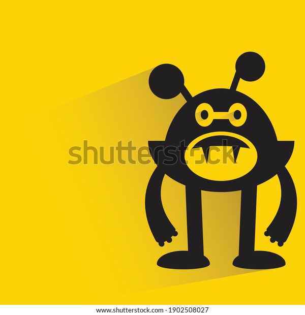 Cartoon Monster Shadow On Yellow Background Stock Vector (Royalty Free ...