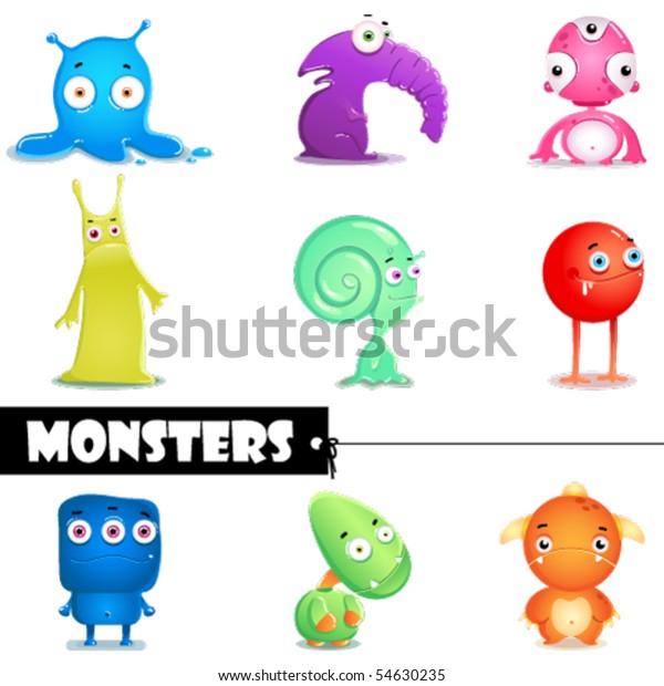 Cartoon Monsters: เวกเตอร์สต็อก (ปลอดค่าลิขสิทธิ์) 54630235 | Shutterstock