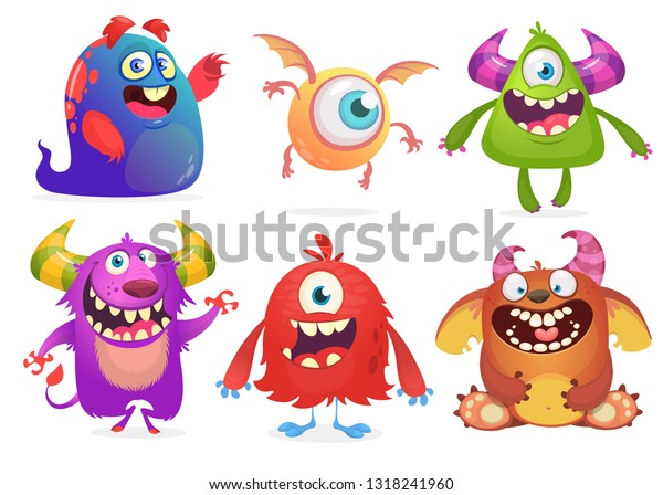 Cartoon Monsters collection. Vector set of cartoon monsters isolated ...