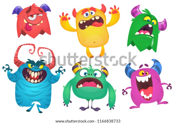 Monstruos de caricaturas. Conjunto vectorial de monstruos de dibujos ...