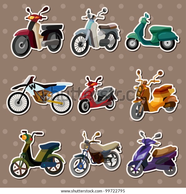 Cartoon Motorcycle Stickers Stock Vector (Royalty Free) 99722795 ...