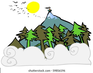 Cartoon Mountain Landscape Stock Vector (Royalty Free) 59856196 ...
