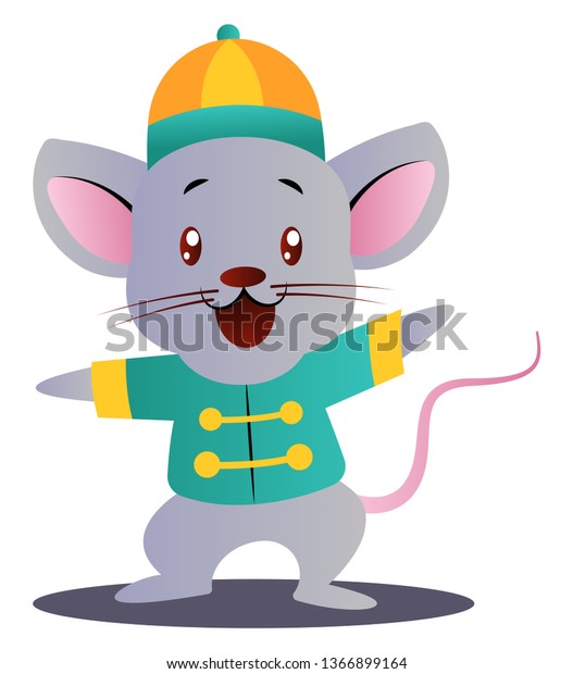 Cartoon Mouse Chinese Suit Vector Illustartion Stock Vector (Royalty ...