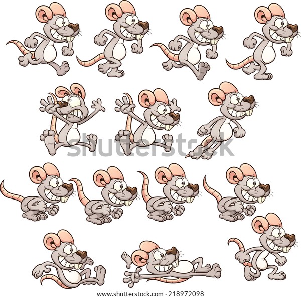 Cartoon Mouse Ready Animation Vector Clip 스톡 벡터(로열티 프리) 218972098