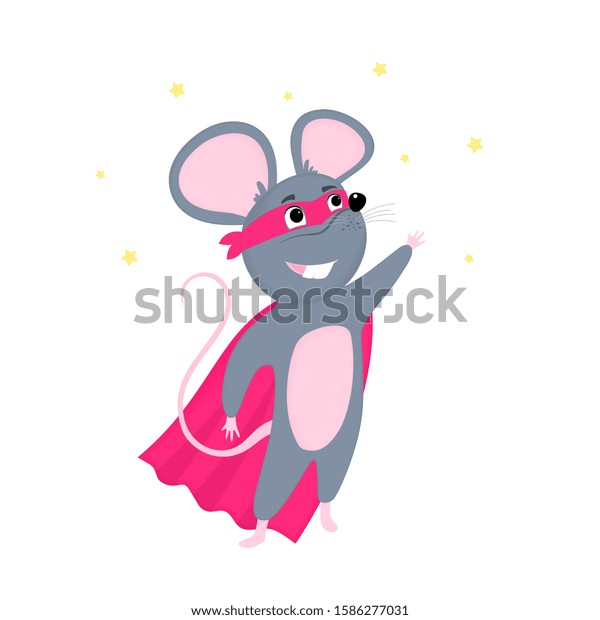 Cartoon Mouse Superhero Funny Rat Mice Stock Vector (Royalty Free ...