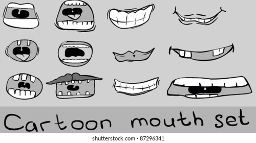 Cartoon Mouth Set Stock Vector (Royalty Free) 87296341