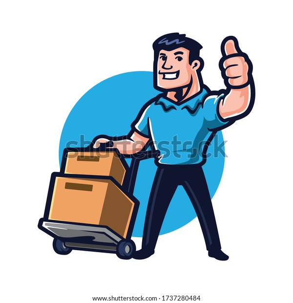 Cartoon Moving Guy Mascot Logo Design Stock Vector (Royalty Free ...