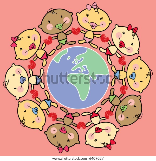 Cartoon Multi Racial Babies Around World Stock Vector (Royalty Free ...