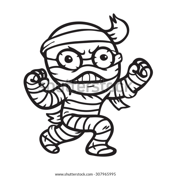 Cartoon Mummy Line Art Stock Vector (Royalty Free) 307965995