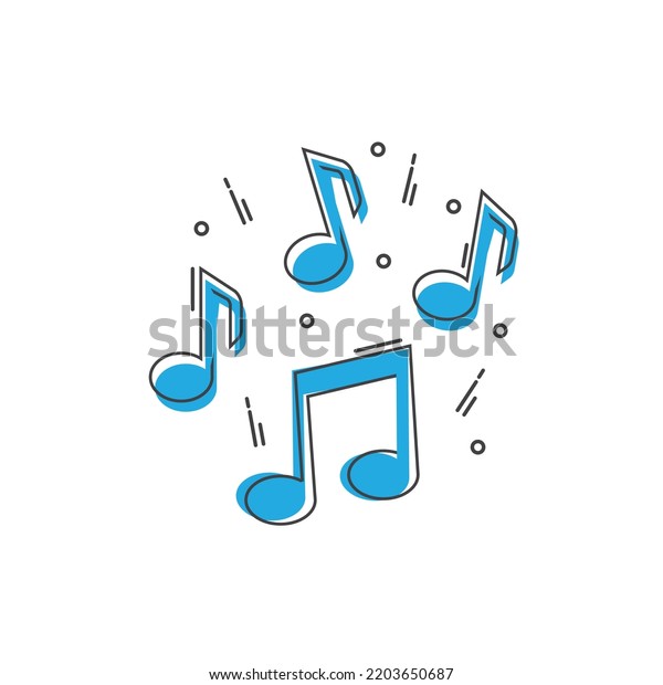 Cartoon Music Note Icon Comic Style Stock Vector (Royalty Free ...