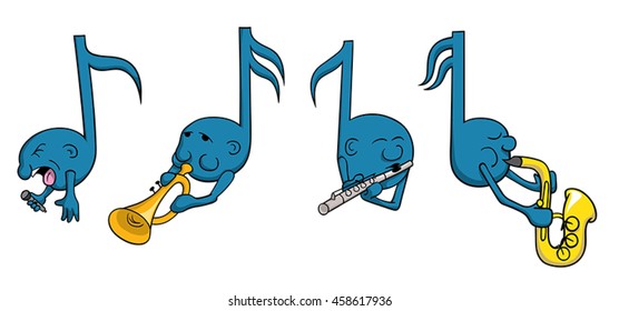 Cartoon Music Notes Making Music Stock Vector (Royalty Free) 458617936 ...