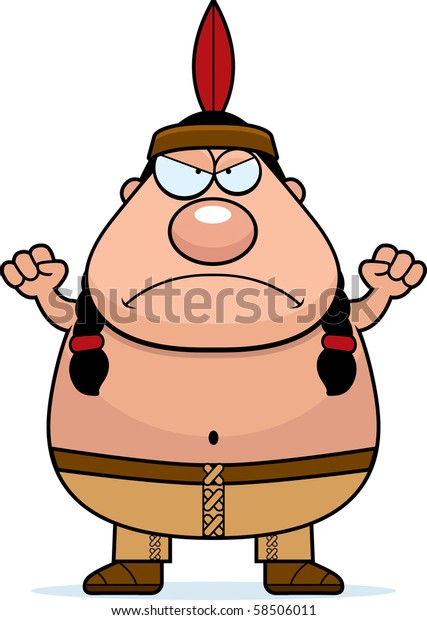 Cartoon Native American Man Angry Expression 스톡 벡터(로열티 프리) 58506011 ...