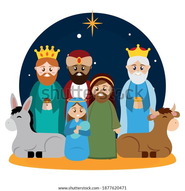 Cartoon Nativity Christmas Character Vector Illustration Stock Vector ...