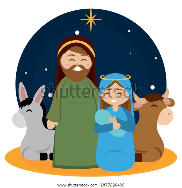 Cartoon Nativity Christmas Character Vector Illustration Stock Vector ...