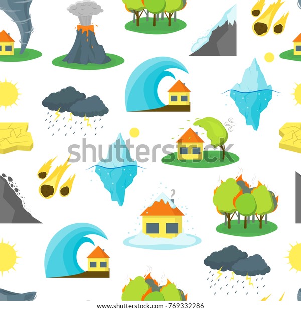 Cartoon Natural Disaster Background Pattern On Stock Vector (Royalty ...