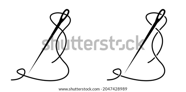 Cartoon Needle Thread Needle Pictogram Flat Stock Vector (Royalty Free ...