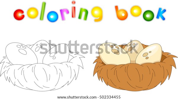 Cartoon Nest Coloring Book Isolated On Stock Vector (Royalty Free ...