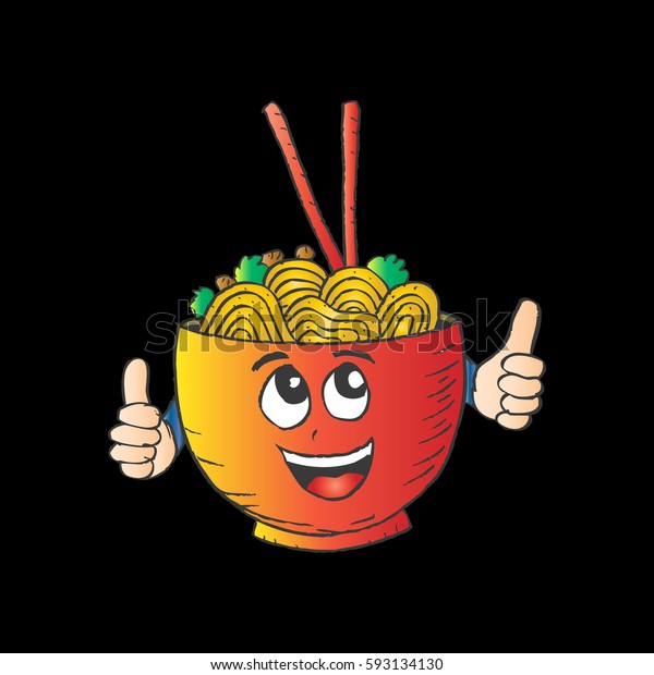 Cartoon Noodle Happy Face Stock Vector (Royalty Free) 593134130