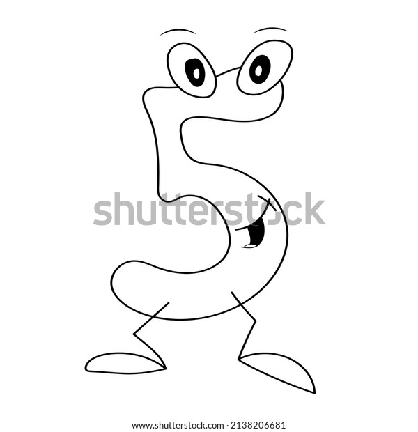 Cartoon Number Five Funny Numbers Coloring: เวกเตอร์สต็อก (ปลอดค่า ...