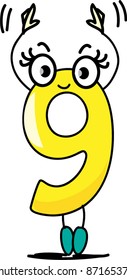 Cartoon Number Nine Stock Vector (Royalty Free) 87165379 | Shutterstock