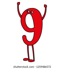Cartoon Number Nine Design Stock Vector (Royalty Free) 1259486572 ...