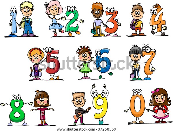 Cartoon Numbers Children Stock Vector (Royalty Free) 87258559