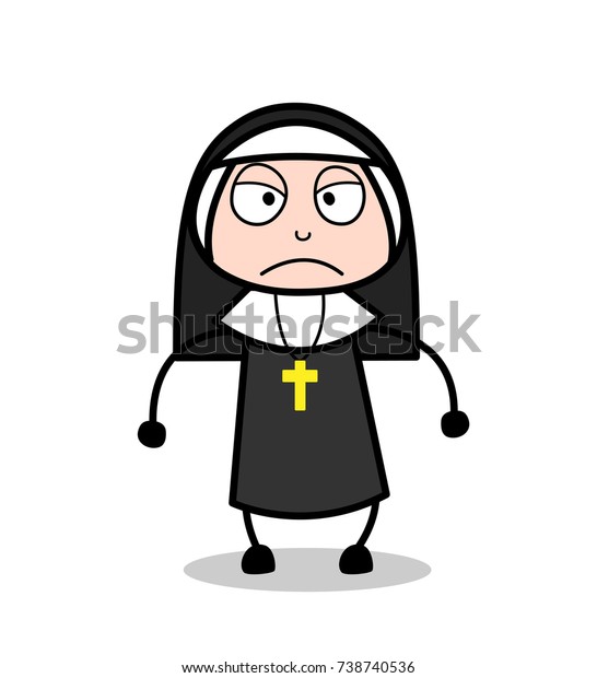 Cartoon Nun Priest Angry Mood Vector Stock Vector (Royalty Free ...