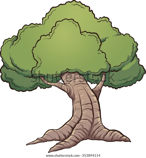 Cartoon Oak Tree Vector Clip Art Stock Vector (Royalty Free) 353894114