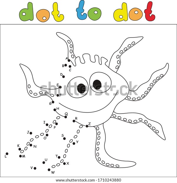 Cartoon Octopus Dot Dot Educational Game Stock Vector (Royalty Free ...
