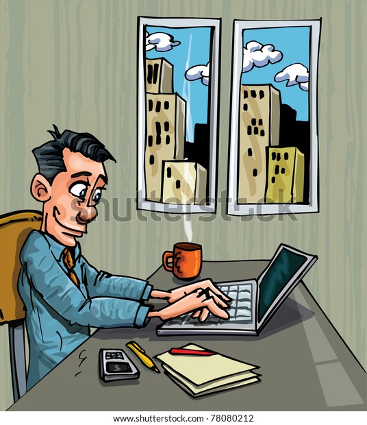 Cartoon Office Worker Busy On His Stock Vector (Royalty Free) 78080212 ...