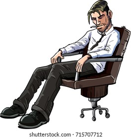 Cartoon Office Worker Deep Depression Stock Vector (Royalty Free ...