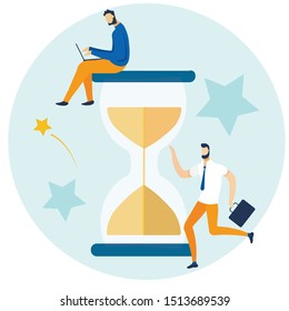 Cartoon Office Workers Characters Time Management Stock Vector (Royalty ...