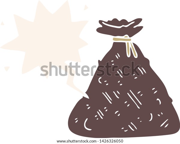 Cartoon Old Hessian Sack Speech Bubble Stock Vector (Royalty Free ...