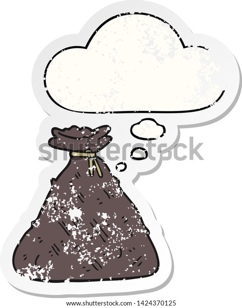 Cartoon Old Hessian Sack Thought Bubble Stock Vector (Royalty Free ...
