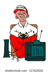 Cartoon Old Man Gaming Stock Vector (Royalty Free) 117623542 | Shutterstock