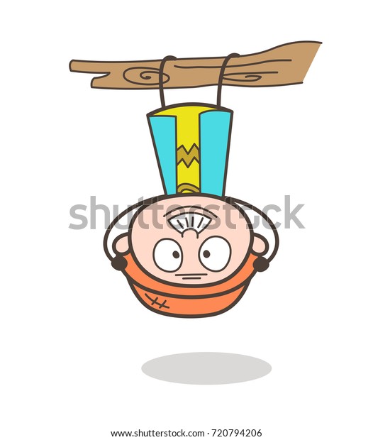 Stock vektor „Cartoon Old Man Hanging Upside Down“ (bez autorských ...