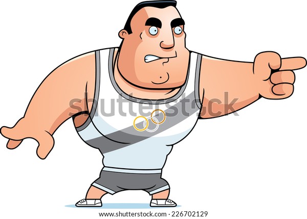 Cartoon Olympic Athlete Angry Pointing Stock Vector (Royalty Free ...