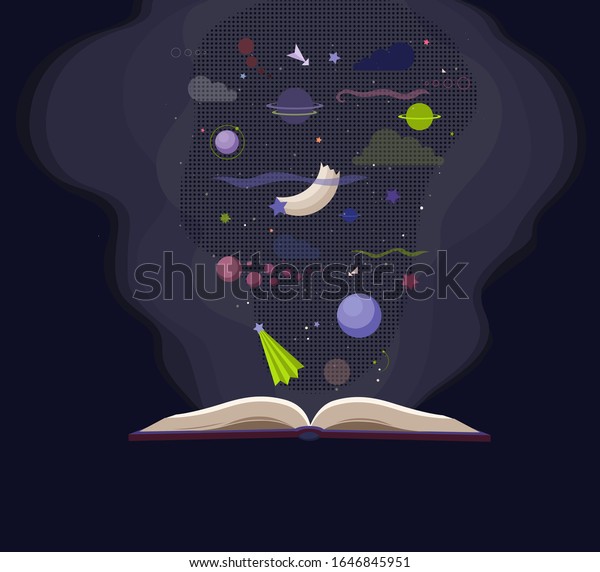 Cartoon Open Book Space Background Vector Stock Vector (Royalty Free ...