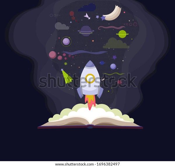Cartoon Open Book Space Background Vector Stock Vector (Royalty Free ...