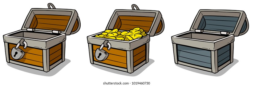 Cartoon Open Treasure Chest Lock Pad Stock Vector (Royalty Free) 1019460730