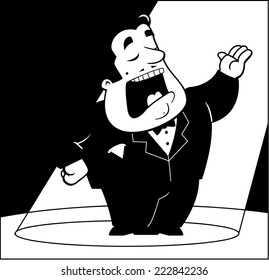 Cartoon Opera Singer Under Spotlight Stock Vector (Royalty Free ...