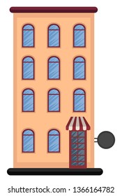 Cartoon Orange Building Three Floors Vector Stock Vector (Royalty Free ...