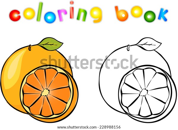 Cartoon Orange Coloring Book Vector Illustration: เวกเตอร์สต็อก (ปลอด ...