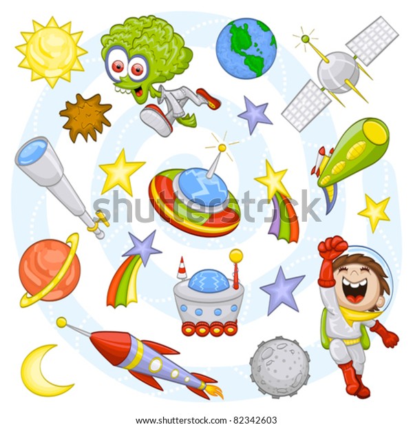 Cartoon Outer Space Set Stock Vector (Royalty Free) 82342603