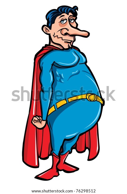 Cartoon Overweight Superhero Isolated On White Stock Vector (Royalty ...